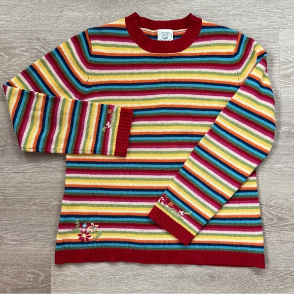 Laura Ashley | Sweaters | Vintage Laura Ashley 0 Wool Rainbow Striped ...